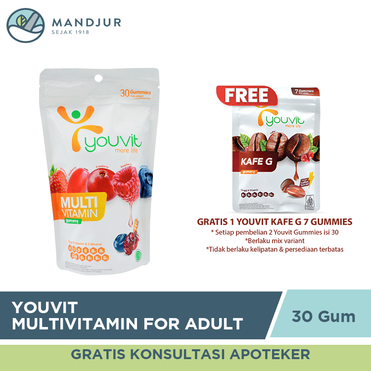 Jual Youvit Multivitamin For Adult 30 Gummies - Multivitamin Gummy Dewasa Rasa Mix Berry ...
