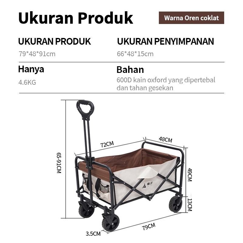 Jual LANTOO Troli Lipat Luar Ruangan Troli Lipat Besar Troli Berkemah ...