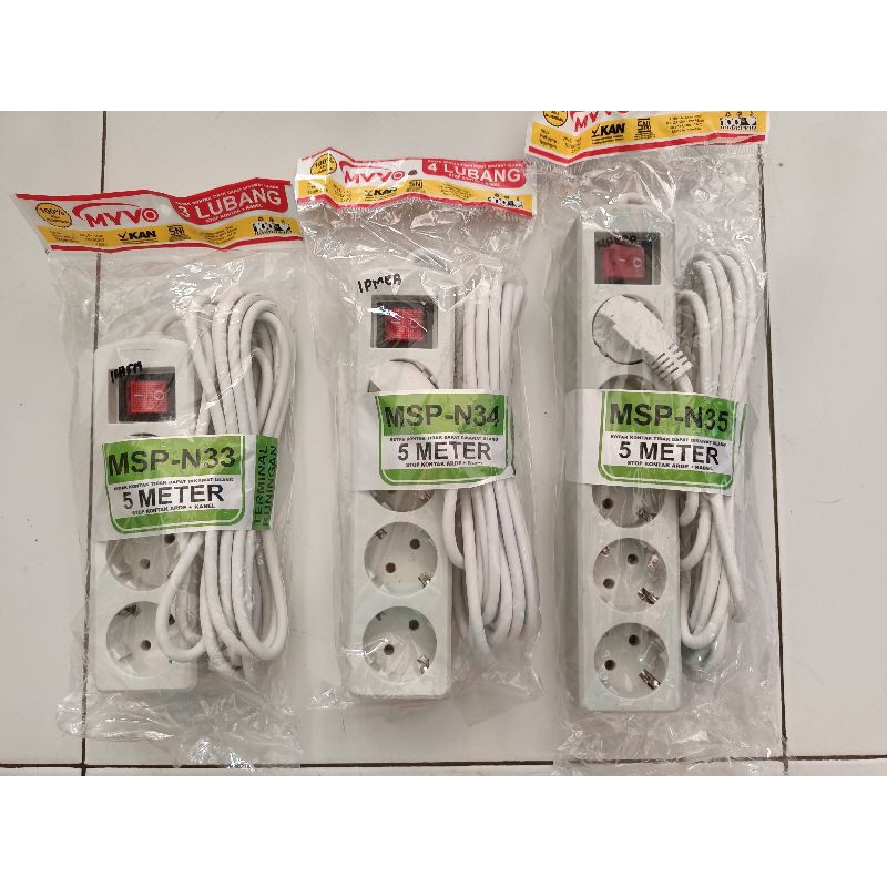 Jual Stop Kontak Set / Kabel Sambungan Colokan Lengkap MYVO 5 Meter ...
