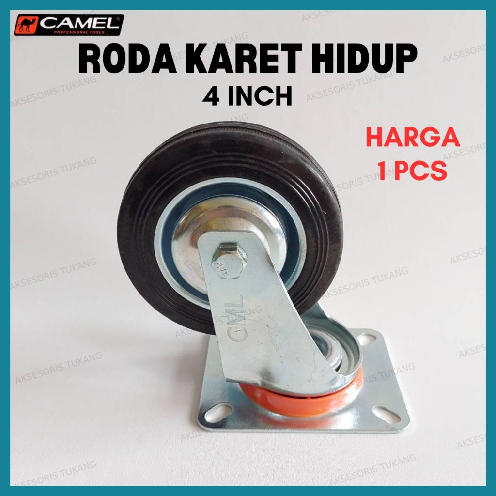 Jual Roda Troli Karet 4 Inch Camel / Roda Caster Gepeng Etalase Rak ...