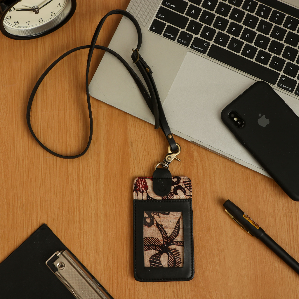 Jual Aghili ID Card Holder - Name Tag Batik Lanyard Kulit Faux Leather ...