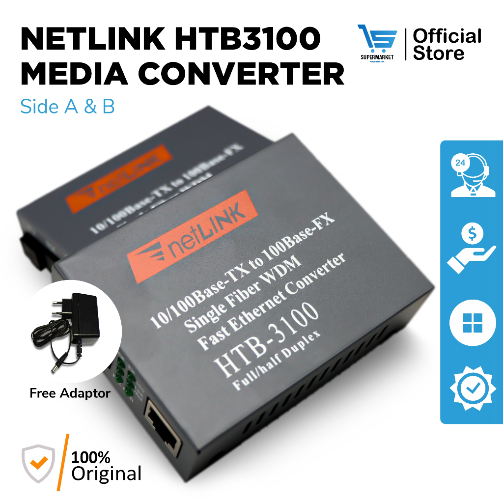 Jual [𝗙𝗥𝗘𝗘 𝗔𝗗𝗔𝗣𝗧𝗢𝗥] Converter HTB 3100 10/100Mbps - Fast internet Media ...