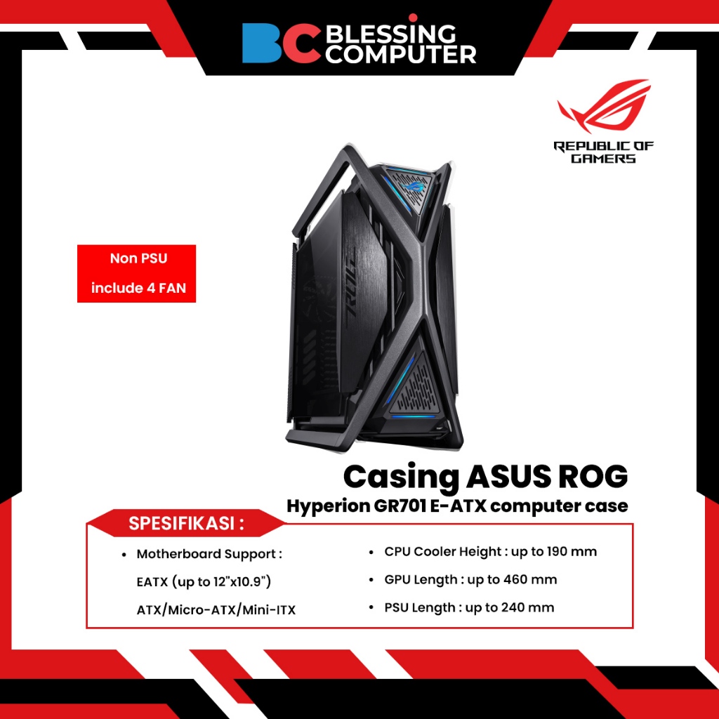 Jual Casing ASUS ROG Hyperion GR701 E-ATX computer case Black | Shopee ...
