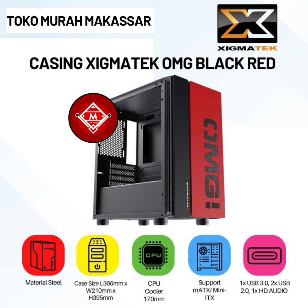 Jual CASING PC XIGMATEK CASING OMG BLACK RED / CASING GAMING XIGMATEK ...