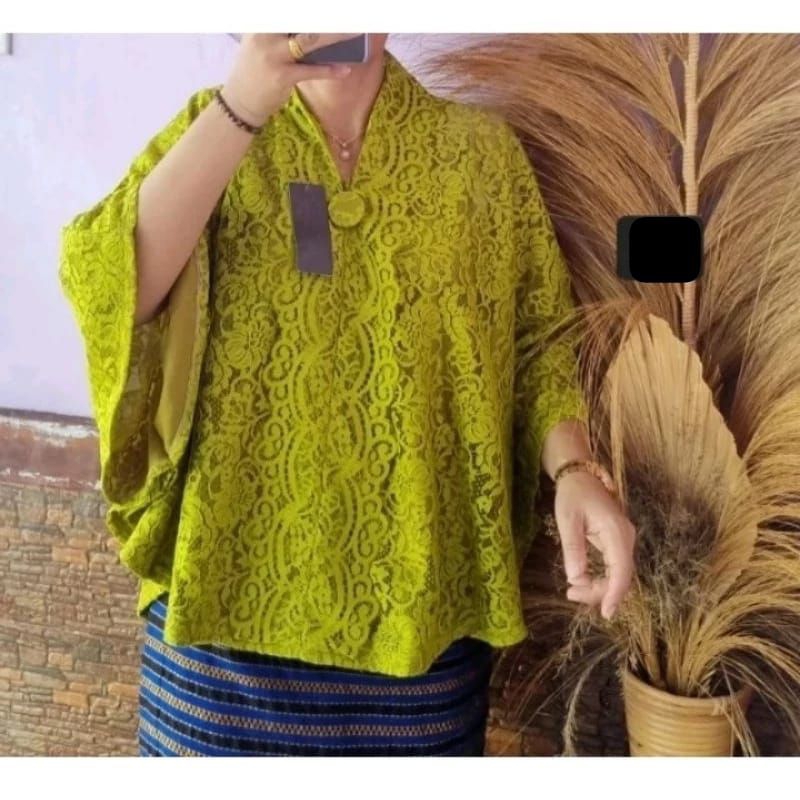 Jual Blouse Renda Brokat Modern Tangan Kalong - Atasan Renda Semi ...