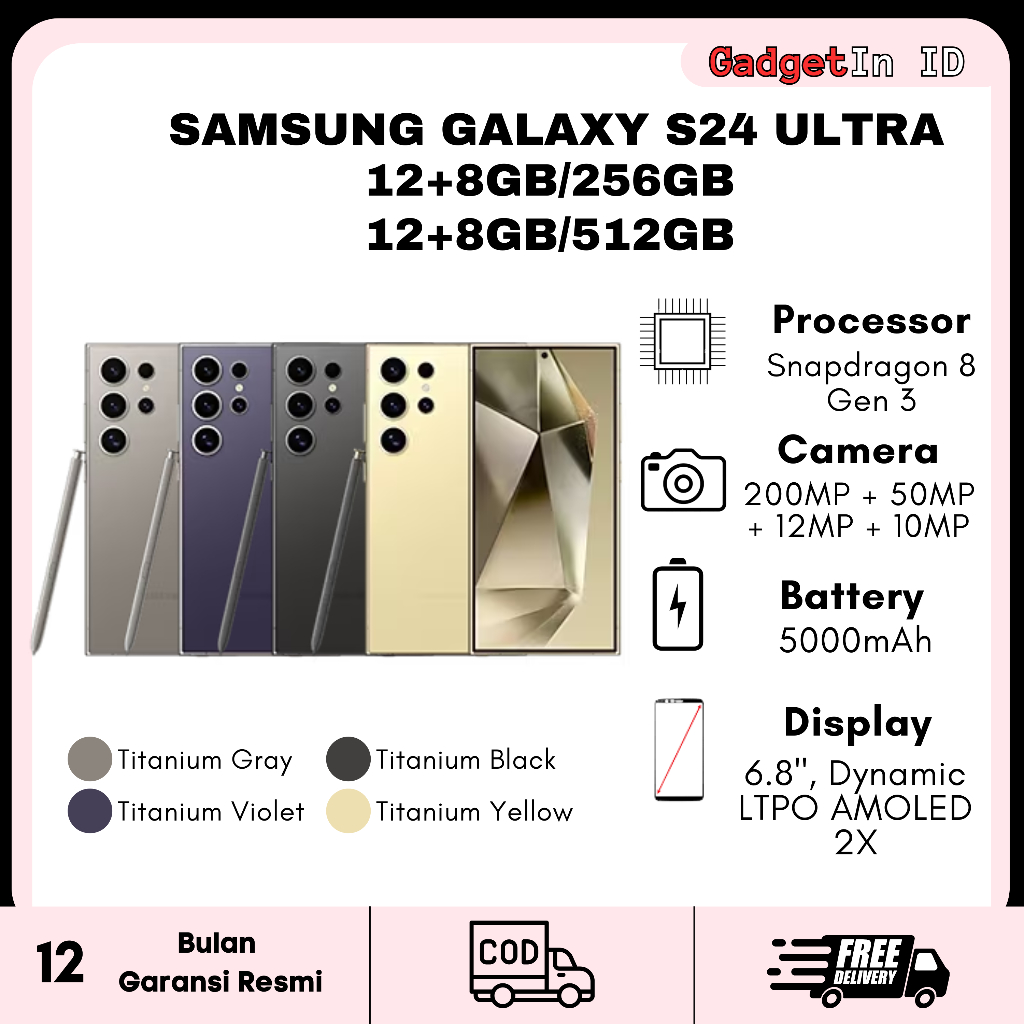Jual Samsung Galaxy S24 Ultra Ram 12GB 256GB/512GB/1TB | Shopee Indonesia
