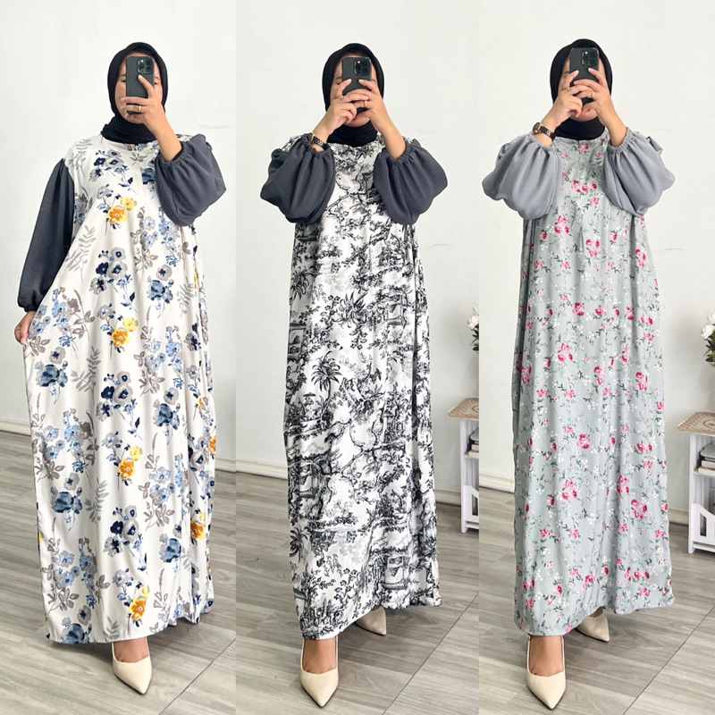 Jual SHANUM DRESS / Gamis Rayon Kombinasi / Gamis Rayon Motif Busui ...