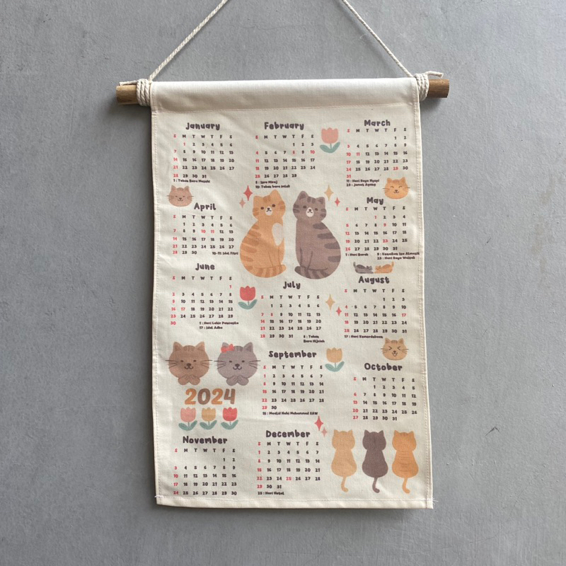 Jual Fabric Calendar 2024/kalender kain 2024/kalender kain/kalender ...