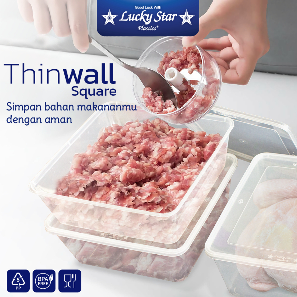 Jual Lucky Star - THINWALL SQUARE 3000 ML KODE A086 (25 pcs) | Shopee Indonesia