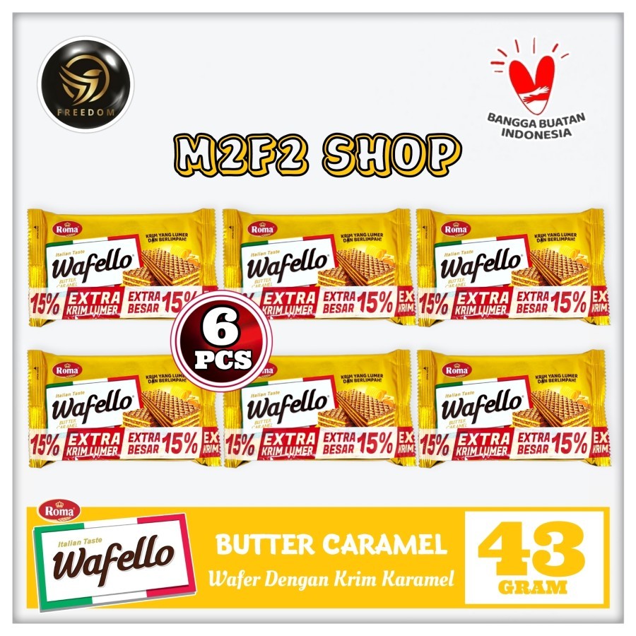 Jual Roma Wafer Wafello Butter Caramel | Krim Karamel - 43 gr (Kemasan ...