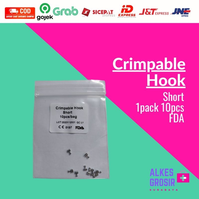 Jual Crimpable Hook Short Long 1pack 10pcs Dental Sliding Crimpebel Hok ...