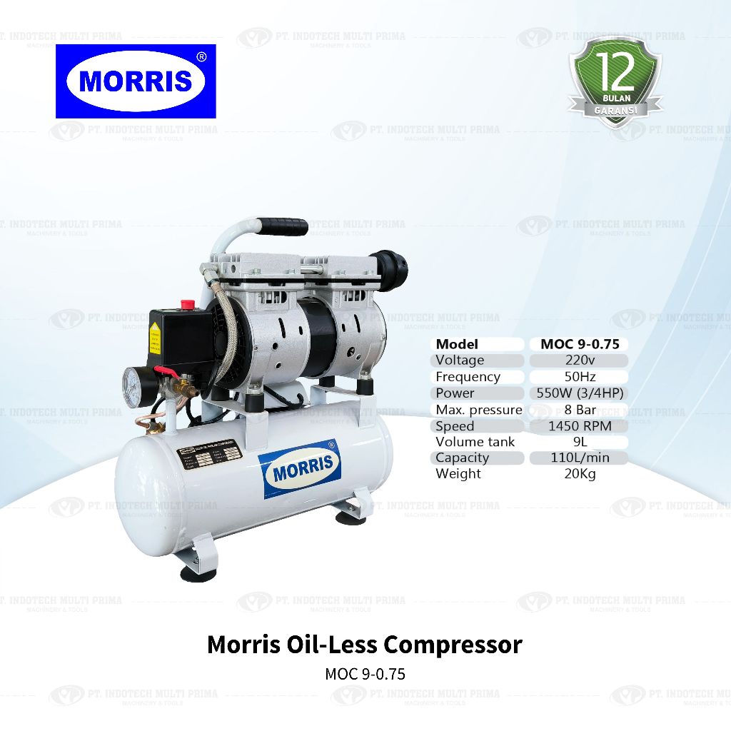 Jual Morris Oil Less Compressor - Kompresor Tanpa Oli, Kapasitas Tanki ...