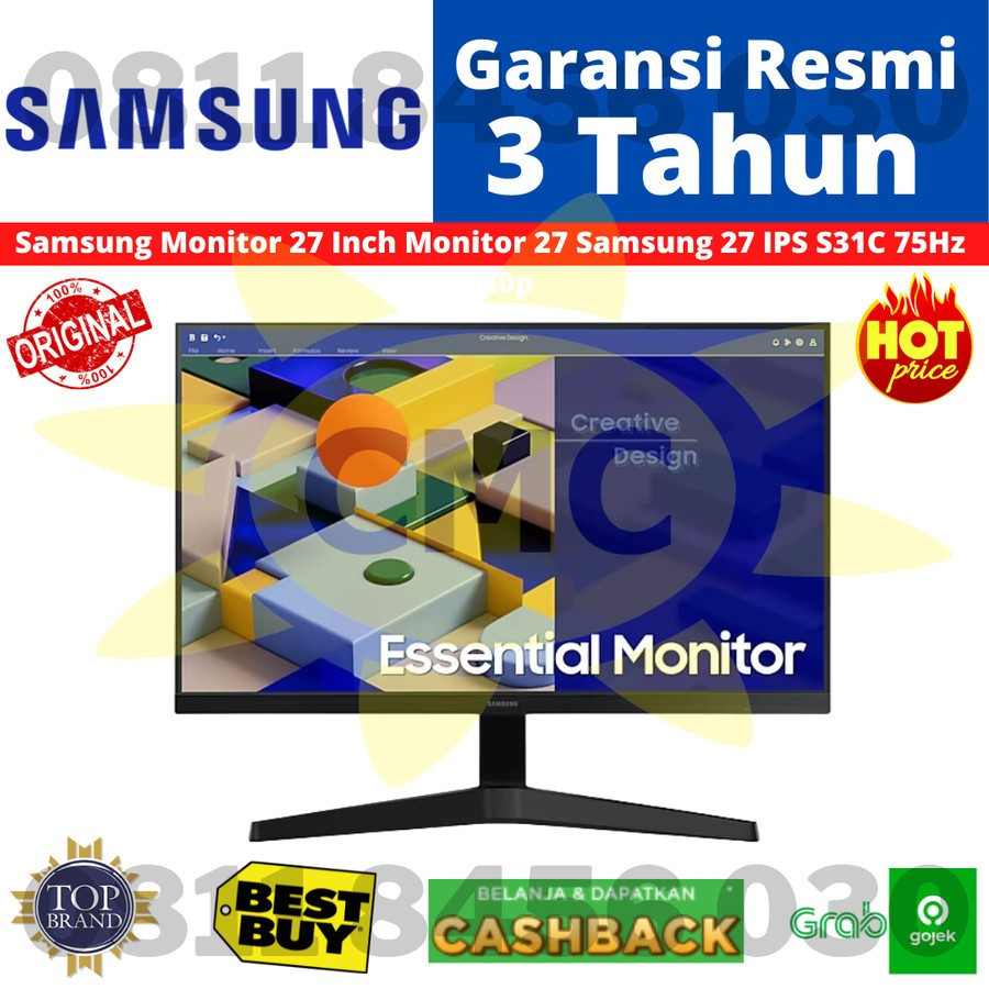 Jual Samsung Monitor 27 Inch Monitor 27 Samsung 27 IPS S31C 75Hz 1080p ...