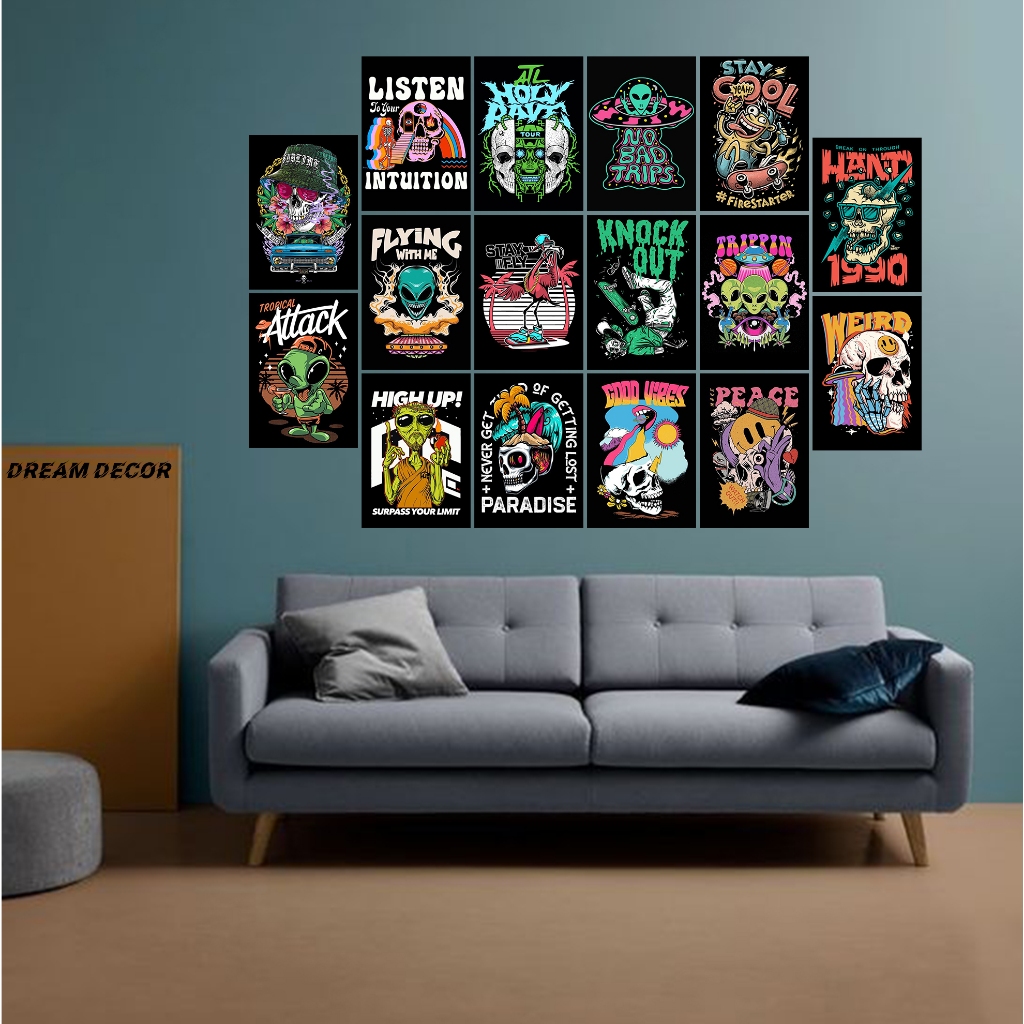 Jual Poster Dinding Kamar Aesthetic Black Abstrack [DD42] Hiasan ...