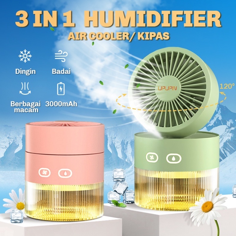 Jual Fan Humidifier 3000mAh Portable USB Air Cooler AC Mini Pendingin ...