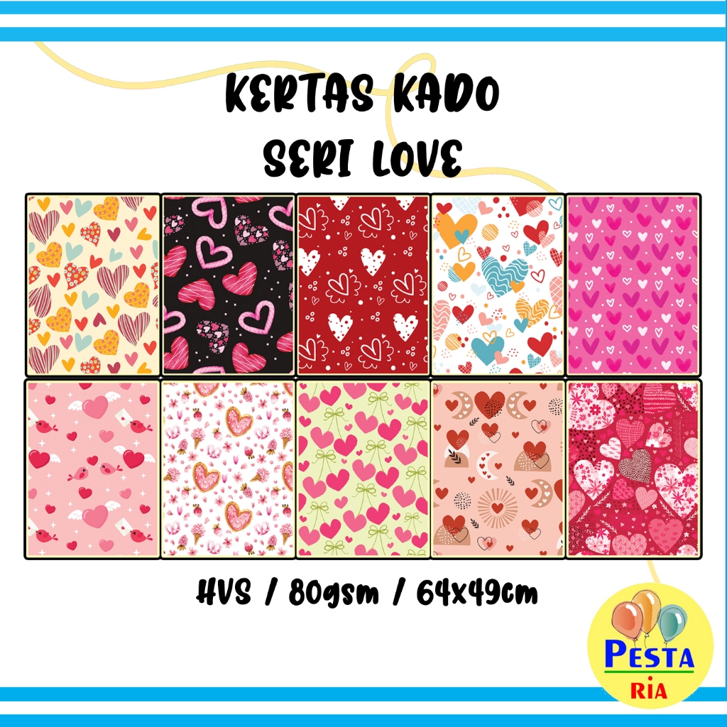 Jual MURAH !! 50 Lembar Kertas Kado Motif LOVE / kertas kado ulang ...