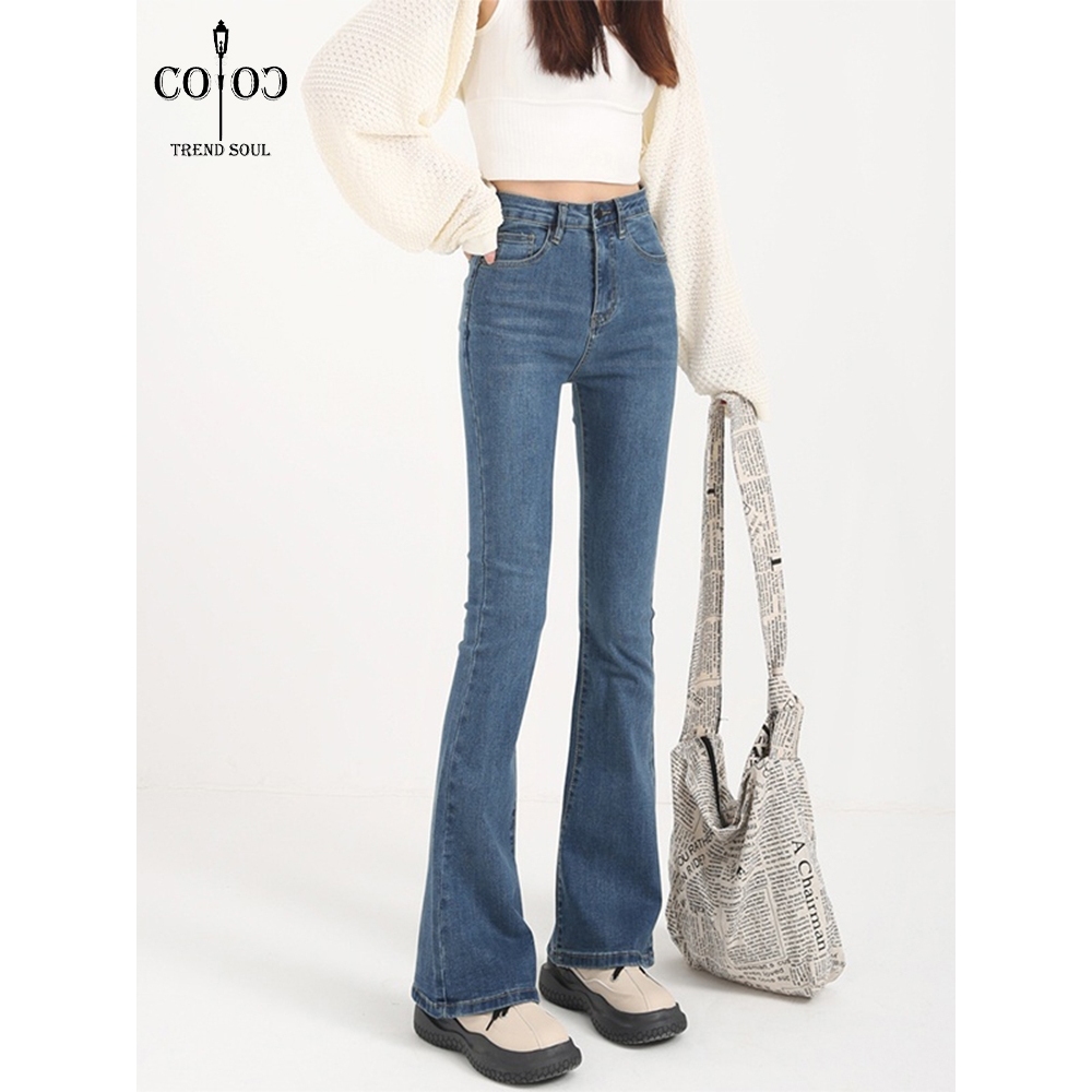 Jual Coco Trend Soul Jeans -- Biru retro Highwaist Stretch Cutbray ...