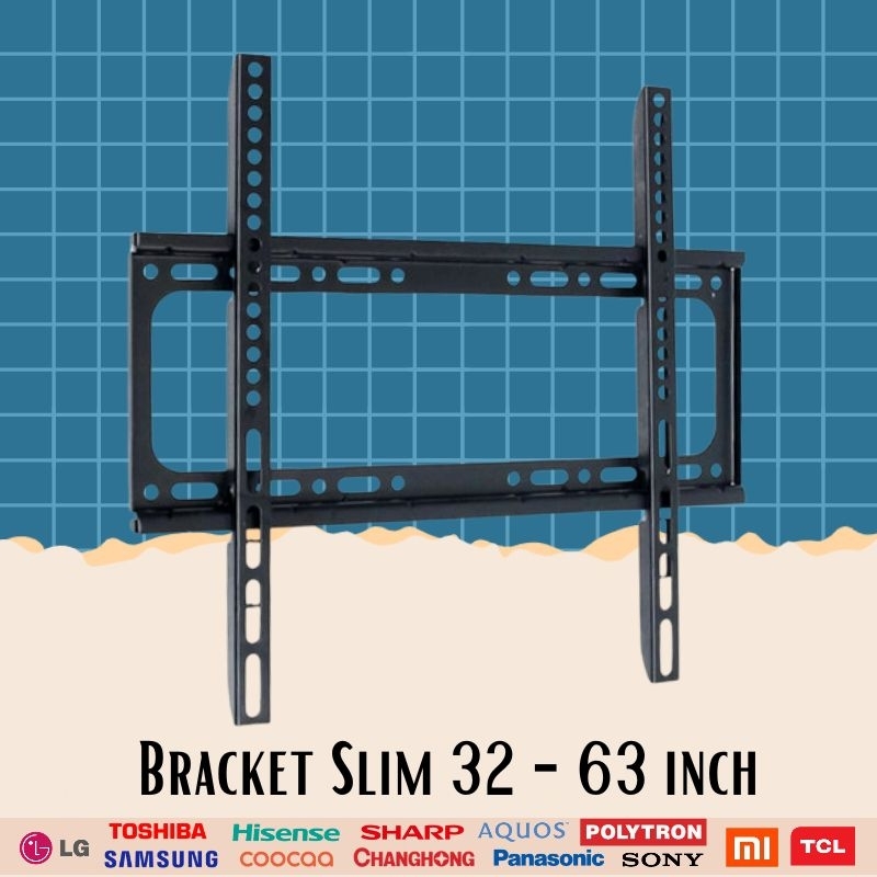 Jual Bracket Tv Braket Tv 63 60 55 50 43 42 40 32 inch Braket Tv slim ...