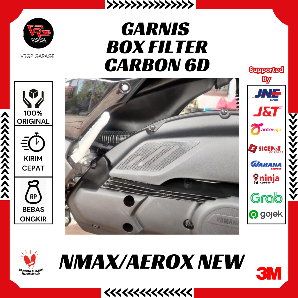Jual Garnis Box Filter Kecil CARBON 6D NMAX NEW/AEROX NEW / Garnis Box ...