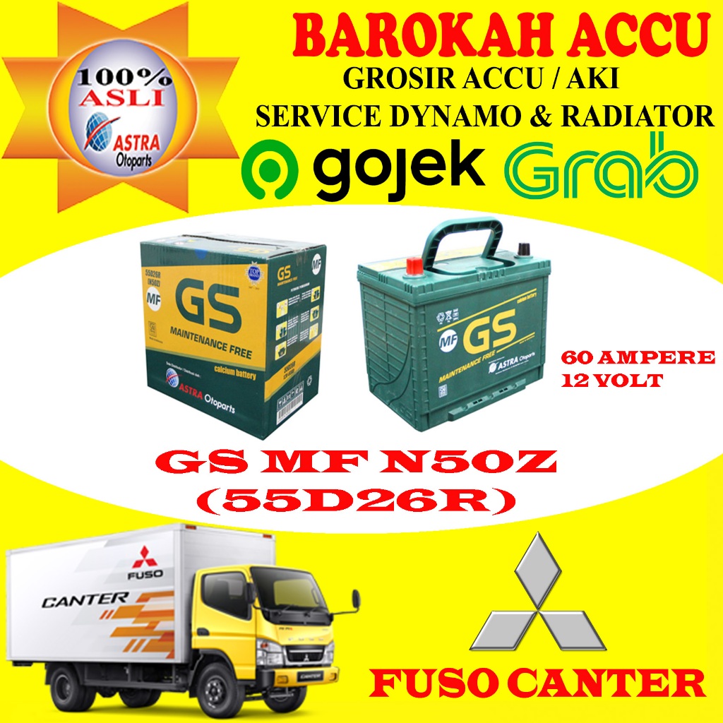 Jual AKI MOBIL MITSUBISHI FUSO CANTER GS MF N50Z / 55D26R , 60 AH ASTRA OTOPARTS | Shopee Indonesia