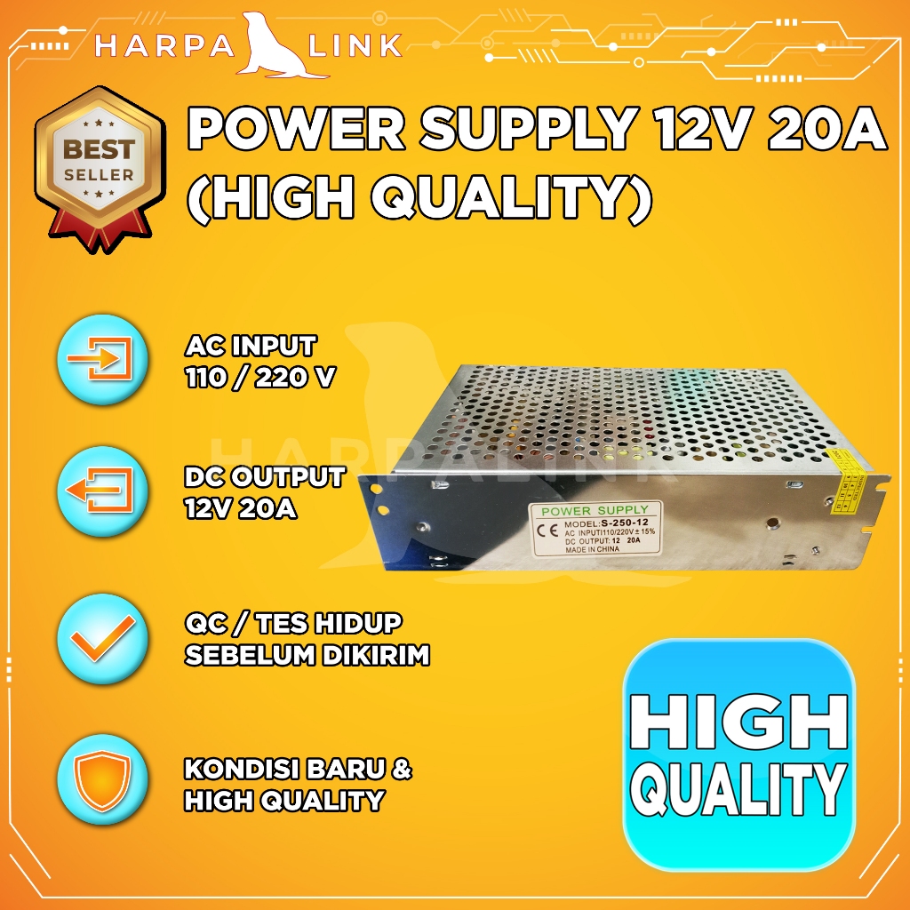 Jual Switching Power Supply PSU 12V 20A High Quality Power Supply 12V ...