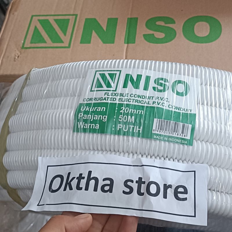 Jual NISO 1 roll 50m NISO 50M Conduit 20mm flexible pvc selang kabel ...