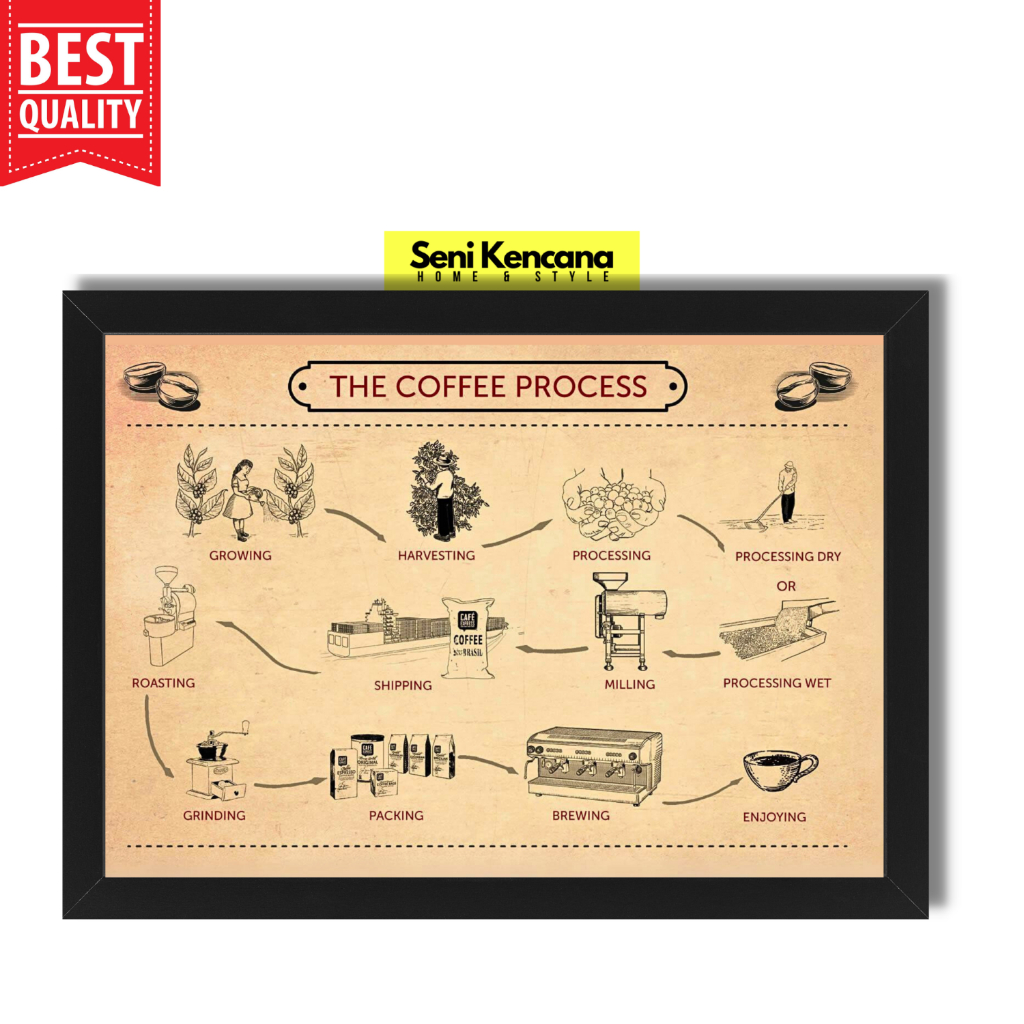 Jual POSTER KOPI PROCESSING COFFEE DEFECT GREEN BEAN A3+ BINGKAI KAYU ...