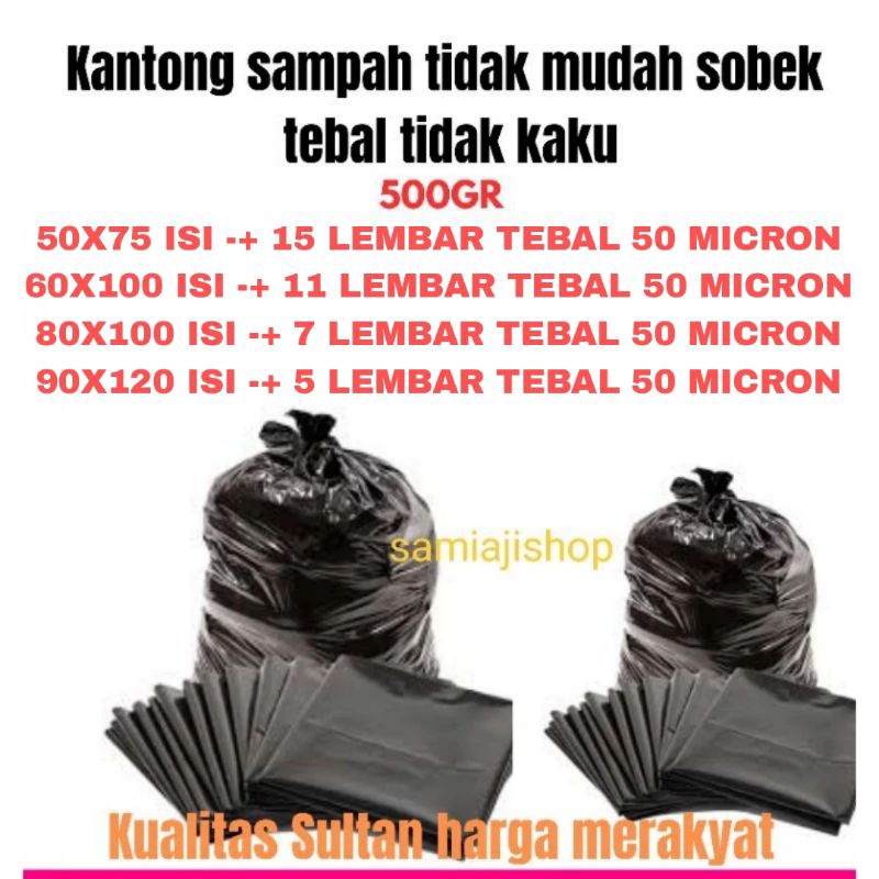 Jual KANTONG PLASTIK SAMPAH HITAM TEBAL ELASTIS TRASH BAG JUMBO ANTI BOCOR HDPE TEMPAT SAMPAH ...