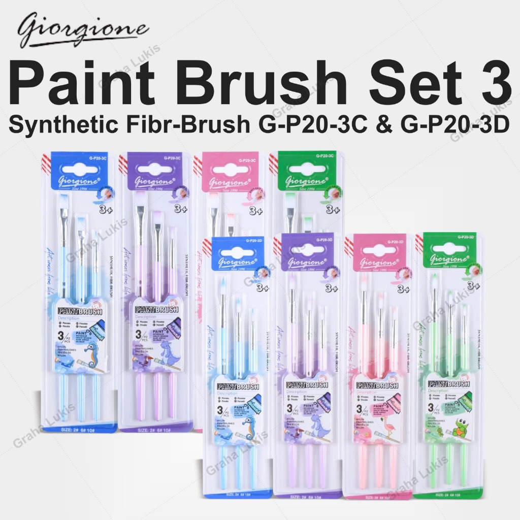 Jual Giorgione Paint Brush Set 3 / Synthetic Fiber - Kuas Set | Shopee Indonesia