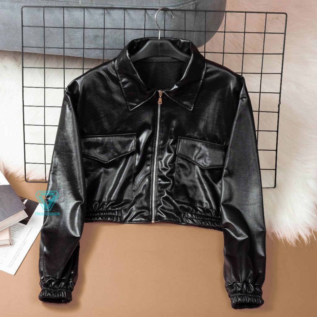 Jual TF - XIENNA POCKET METALIC ZIPPER PREMIUM Jacket Elegant Wanita ...