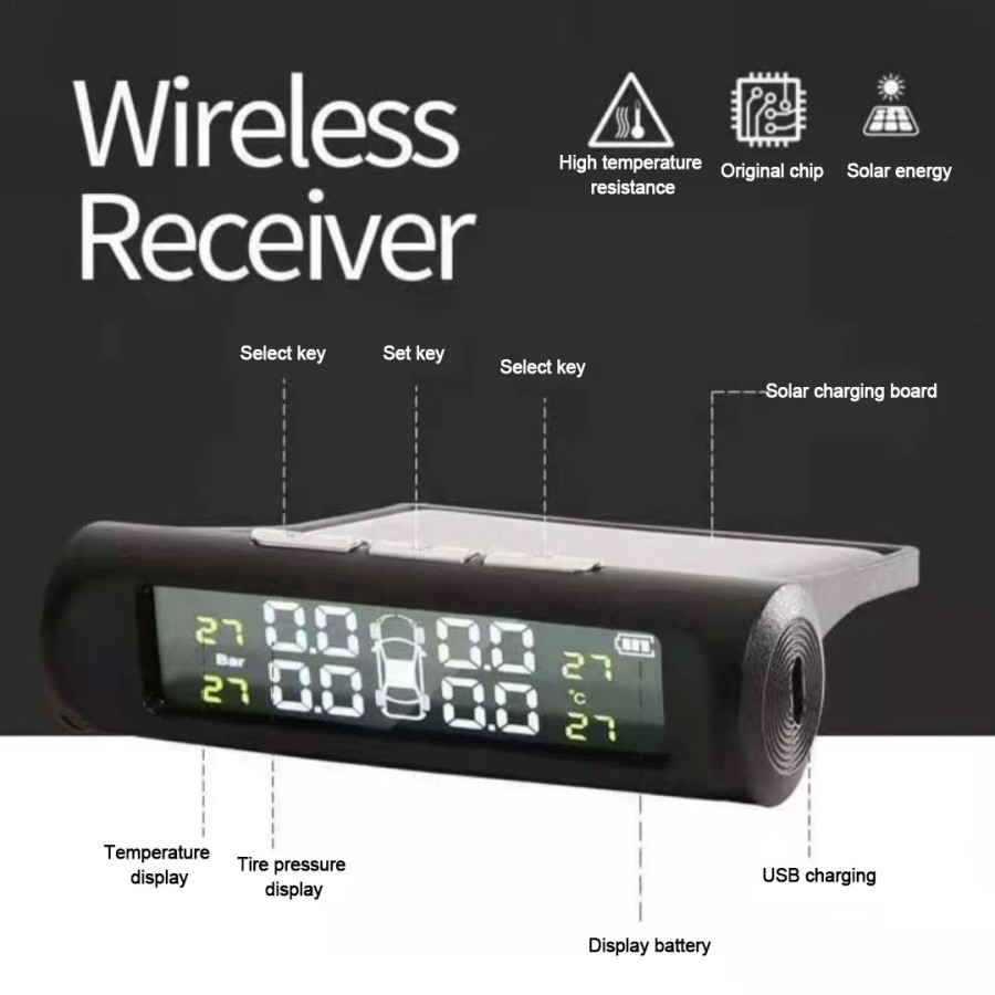 Jual Alat Monitoring Cek Tekanan Ban Mobil Wireless Solar Power ...