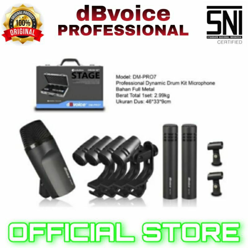 Jual mic drum db voice dm pro 7 microphone drum kit original | Shopee ...