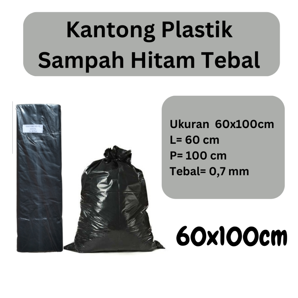 Jual Kantong Plastik Sampah Hitam Tebal Trash Bag Uk 60x100cm. | Shopee Indonesia