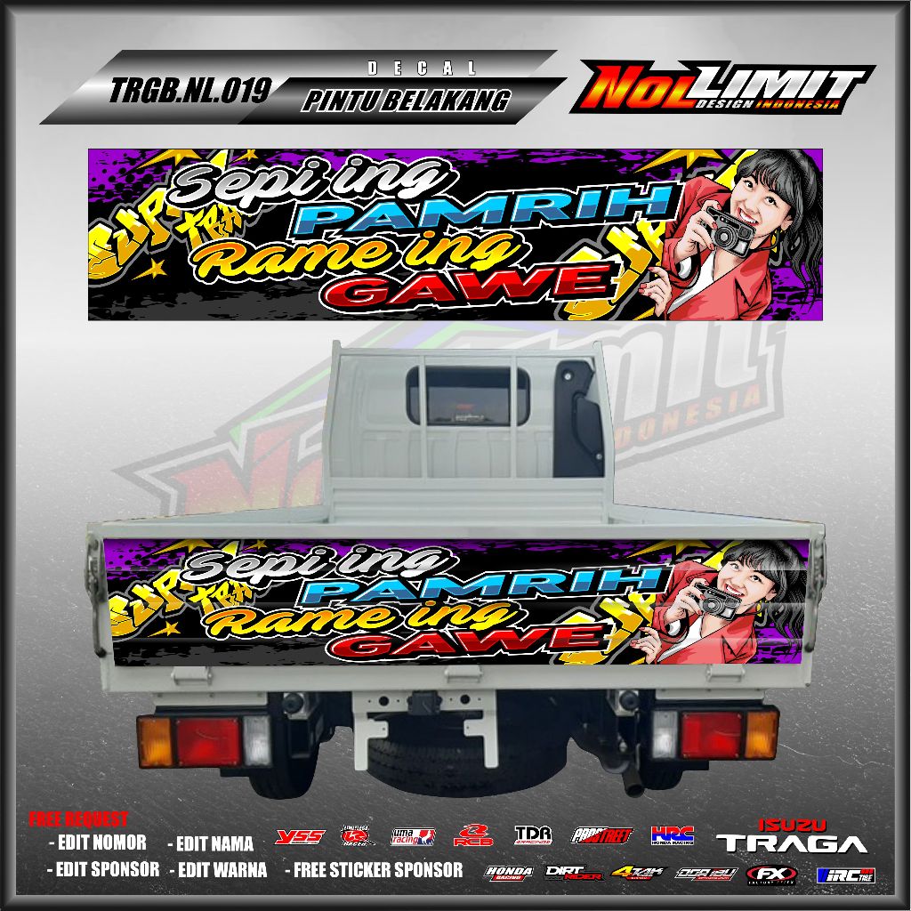 Jual Stiker Pintu Belakang Pick Up TRAGA - Sticker Decal Variasi Pintu ...