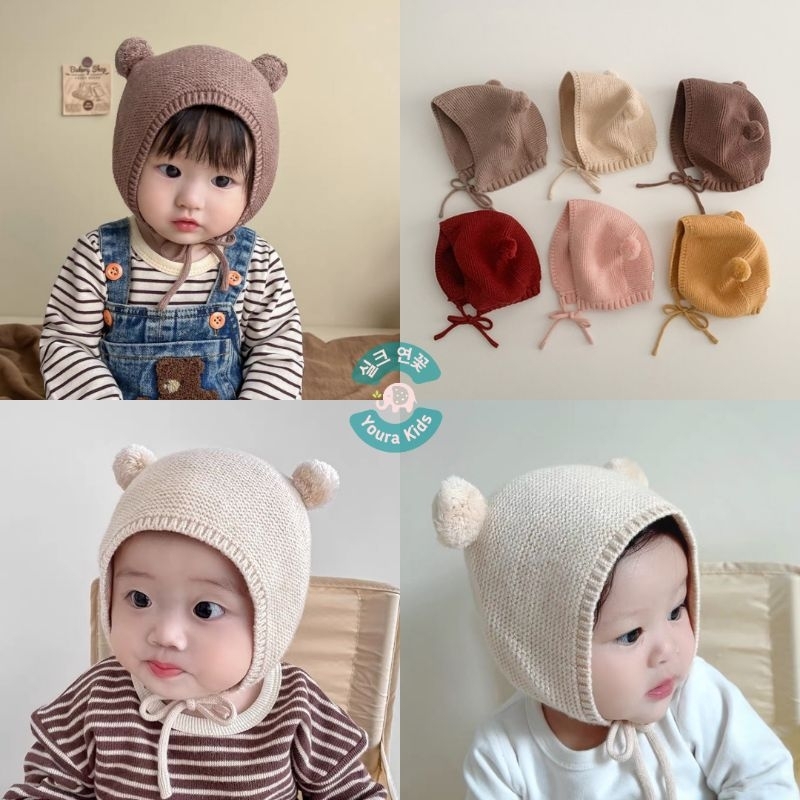 Jual 2-18 bln | Topi Bonnet Rajut Newborn Batita-HANDUOER-Unisex-Korean ...