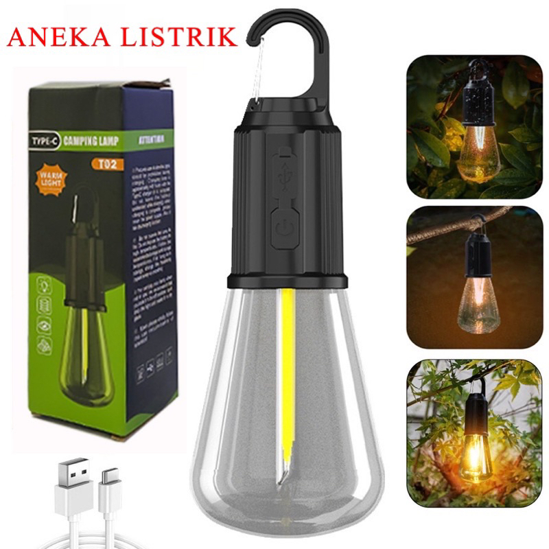 Jual LAMPU EMERGENCY LED TAHAN LAMA USB C RECHARGEABLE PORTABLE CAMPING LIGHT 3 LIGHT MODE ...