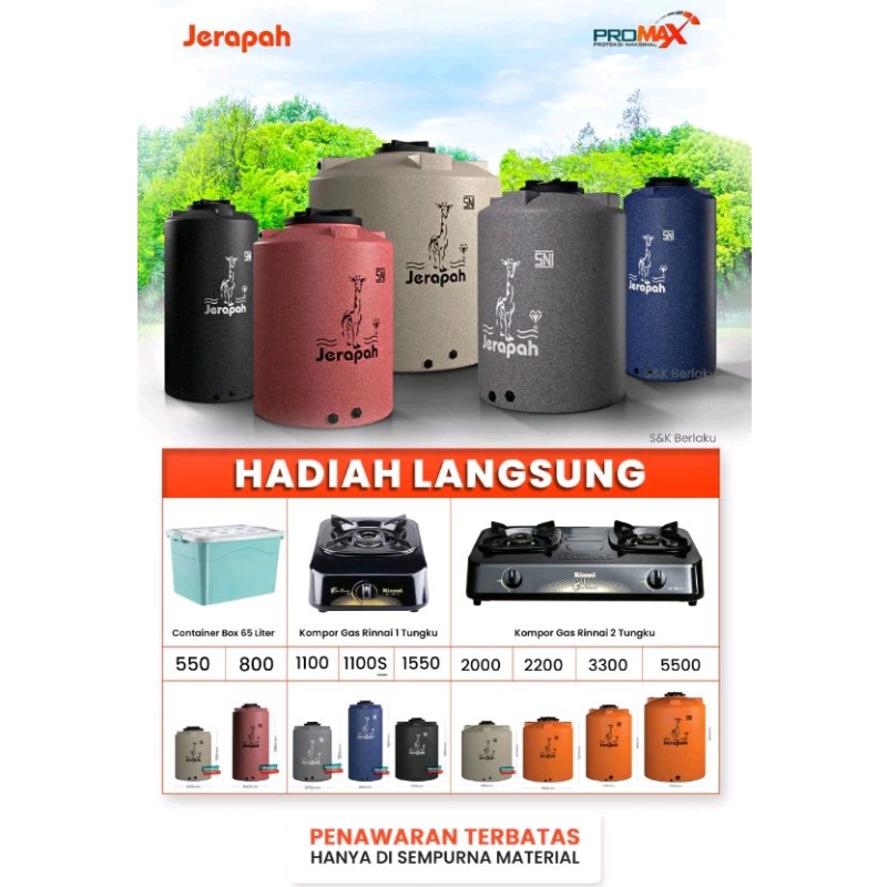Jual Tangki Air / Tandon / Toren Jerapah TB 55, 60, 80, 90, 110, 155 ...