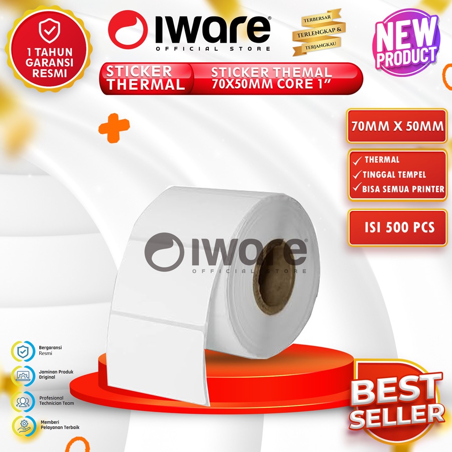 Jual Iware Sticker Thermal 70X50MM Label Printer Barcode Tinggal Tempel ...