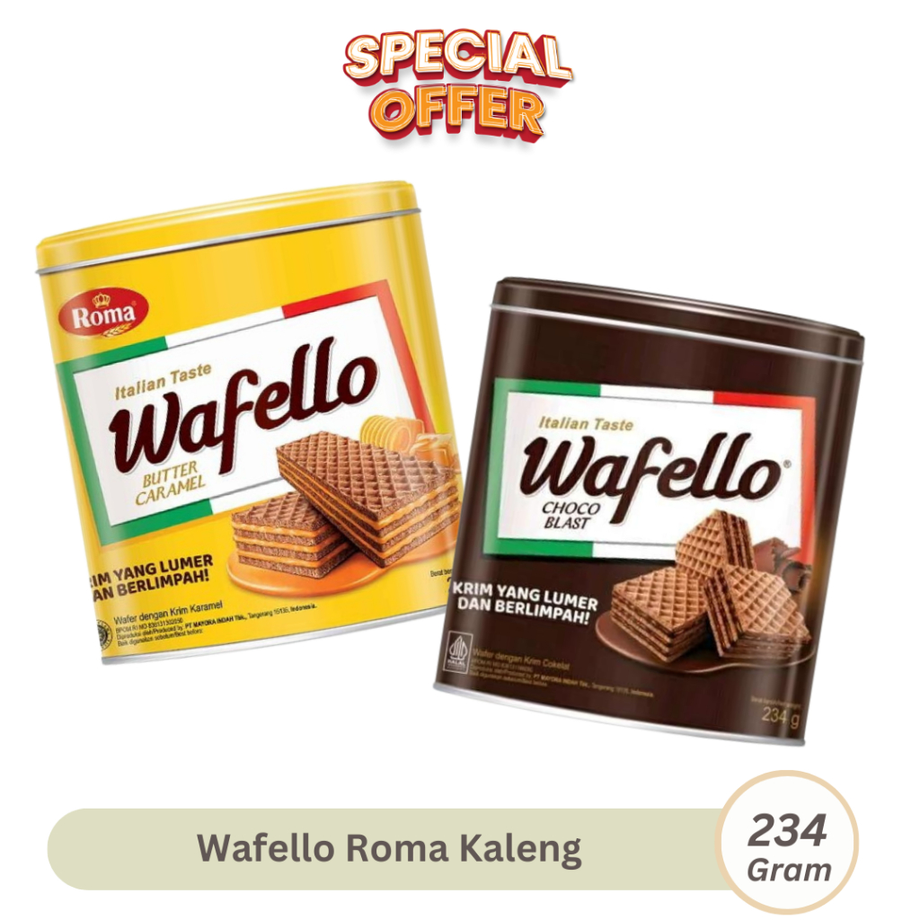 Jual Roma Wafello KALENG Choco 234gr Butter Caramel 228gr Wafer Lapis ...