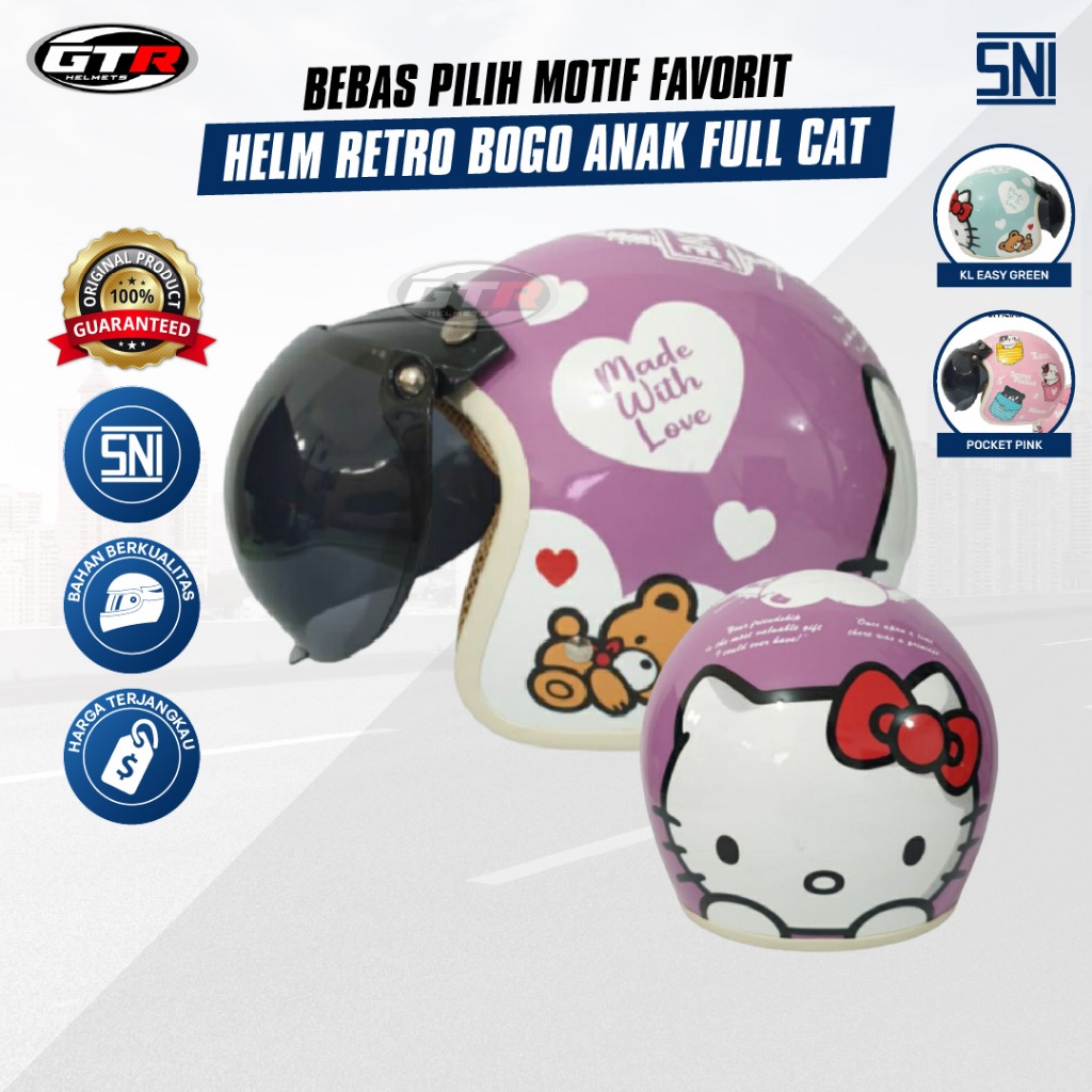 Jual Helm Bogo Retro Pelindung Kepala Anak Full Cat Motif Lucu Standar SNI Termurah Telaris By ...