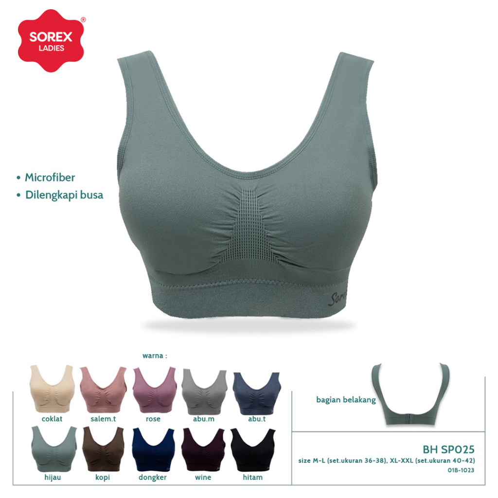 Jual Sorex Bra Sport Microfiber Busa Kait 3 Tanpa Kawat Freesize BH SP ...
