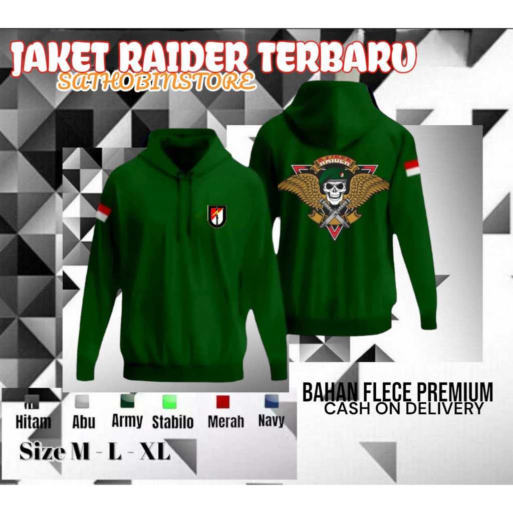 Jual Jaket Keren RAIDER Terbaru / Hoodie RAIDER TNI AD / Bahan Flece ...