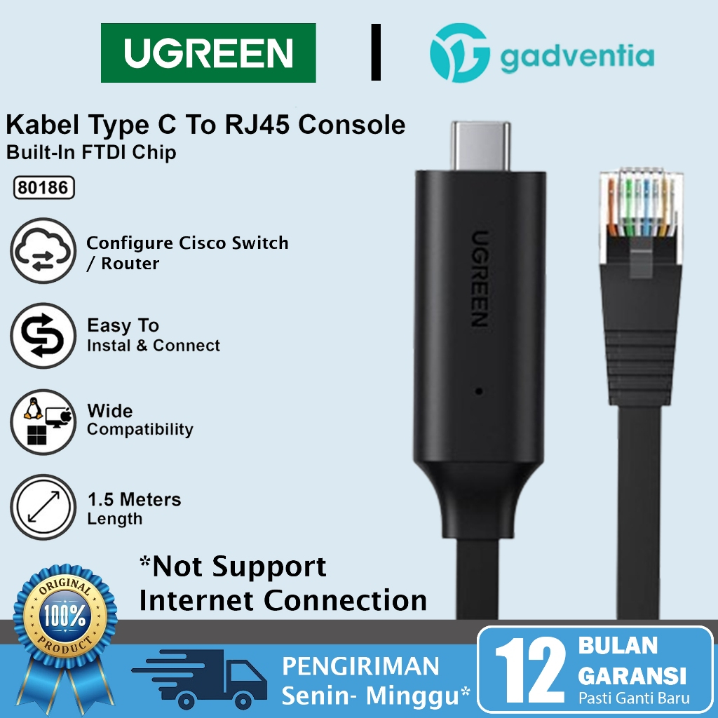 Jual UGREEN Kabel USB C to RJ45 Console LAN Ethernet Cable untuk ...