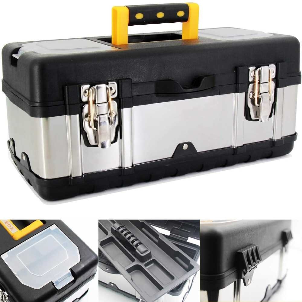 Jual Toolbox 14" Steinless Kotak Perkakas / Tool Box Kit 14 Inch Tempat Perkakas | Shopee Indonesia