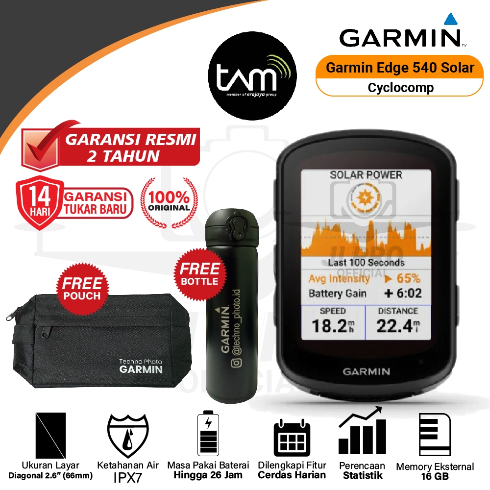 Jual Garmin Edge 540 Solar - Edge 540 Cyclocomp - Garansi Resmi TAM ...