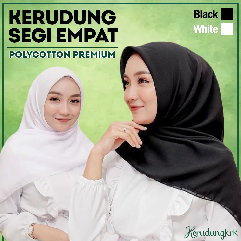 Jual Kerudung Segi Empat Warna Hitam Putih Polycotton Premium Hijab ...