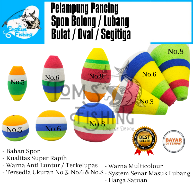 Jual Pelampung Pancing Spon Busa Lubang Bolong Bulat / Gangsing / Oval ...