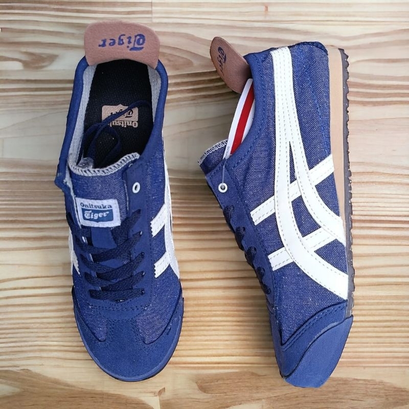 Jual Sneakers Pria/Wanita Jepang Denim Navy White Brown Japan Limited ...