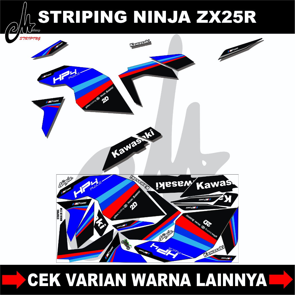 Jual Sitker Decal ZX25R Motip Bmw HP4 / Sticker Striping Motor Kawasaki ...