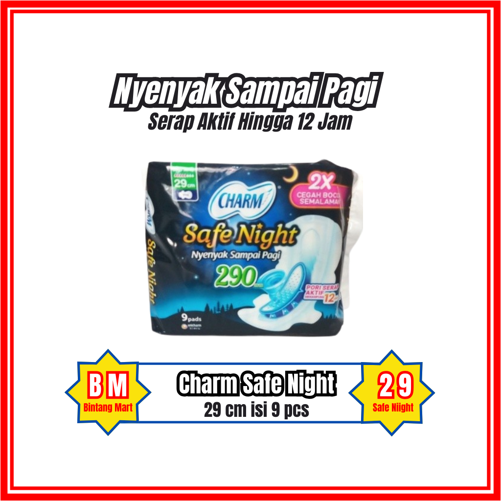 Jual Charm Safe Night 29cm Wing Pembalut Wanita Extra Serap 12 Jam ...